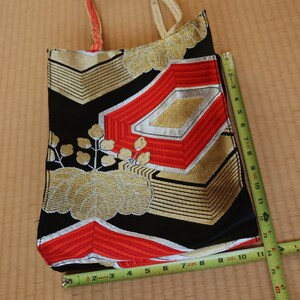 Vintage Japanese Obi Upcycled Metallic Fabric Tote Bag Shopping Bag ...