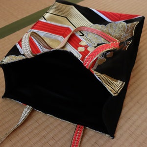 Vintage Japanese Obi Upcycled Metallic Fabric Tote Bag Shopping Bag ...
