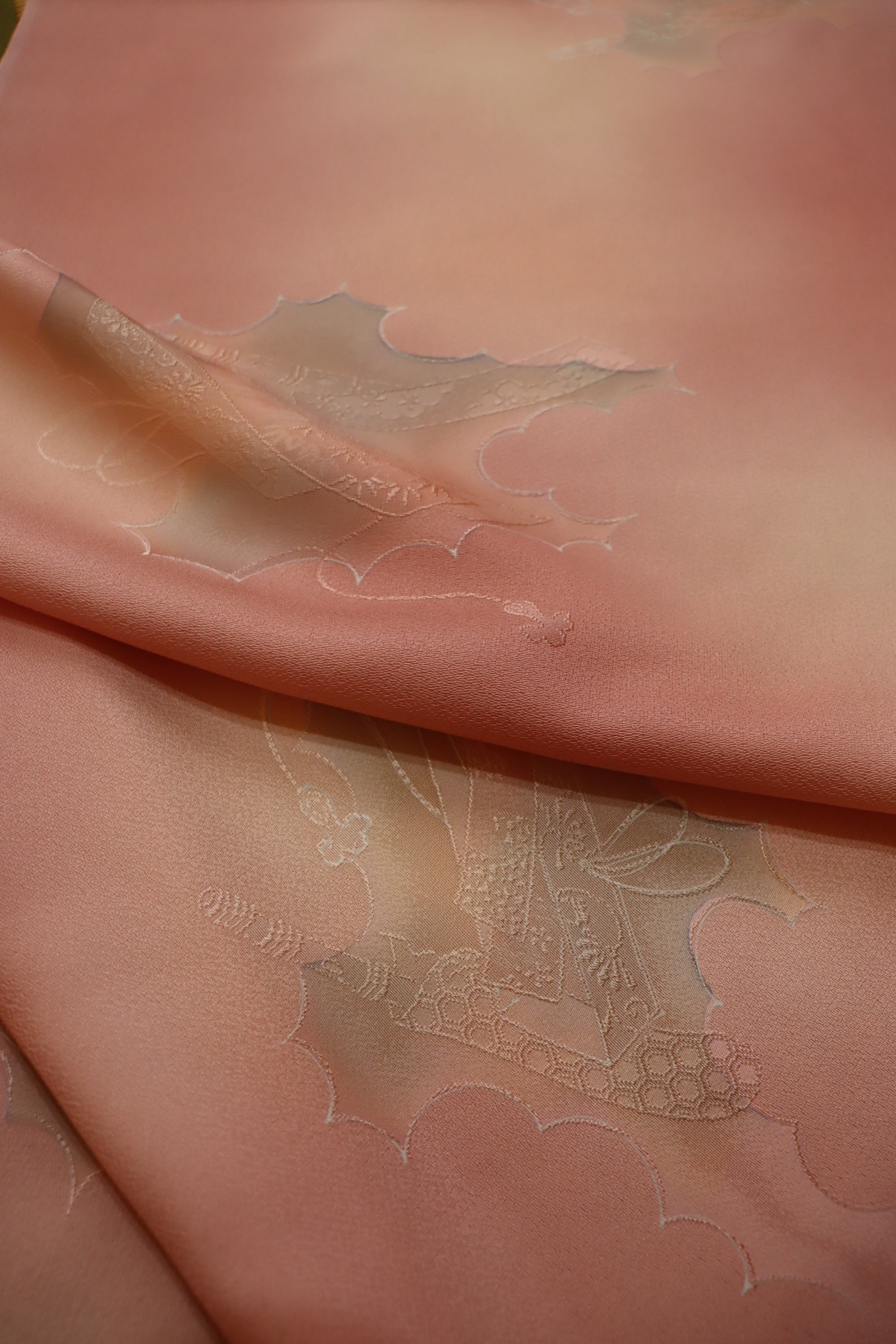 60 Inches Long Pink Gradation Tango Chirimen Vintage Japanese Smooth ...