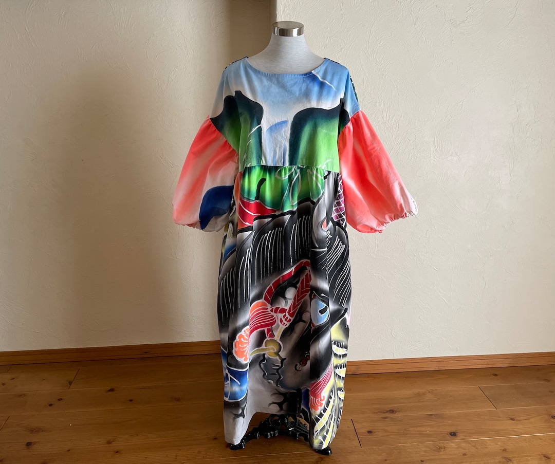 New Handmade Japanese Cotton Smock Dress: Upcycled Boys' Day Nobori ...