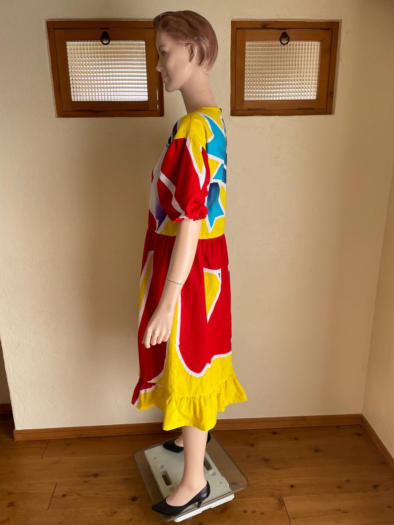 Upcycled Japanese Fishing Flag Smock Dress: Tsutsugaki Cotton, Women's ...
