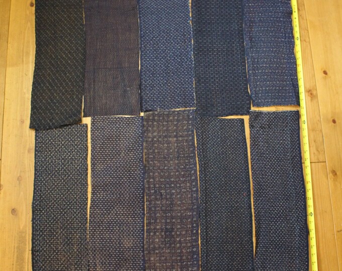 Vintage Japanese Hemp Omi Jofu Kasuri Ikat Kimono 10 Fabric Pieces ...