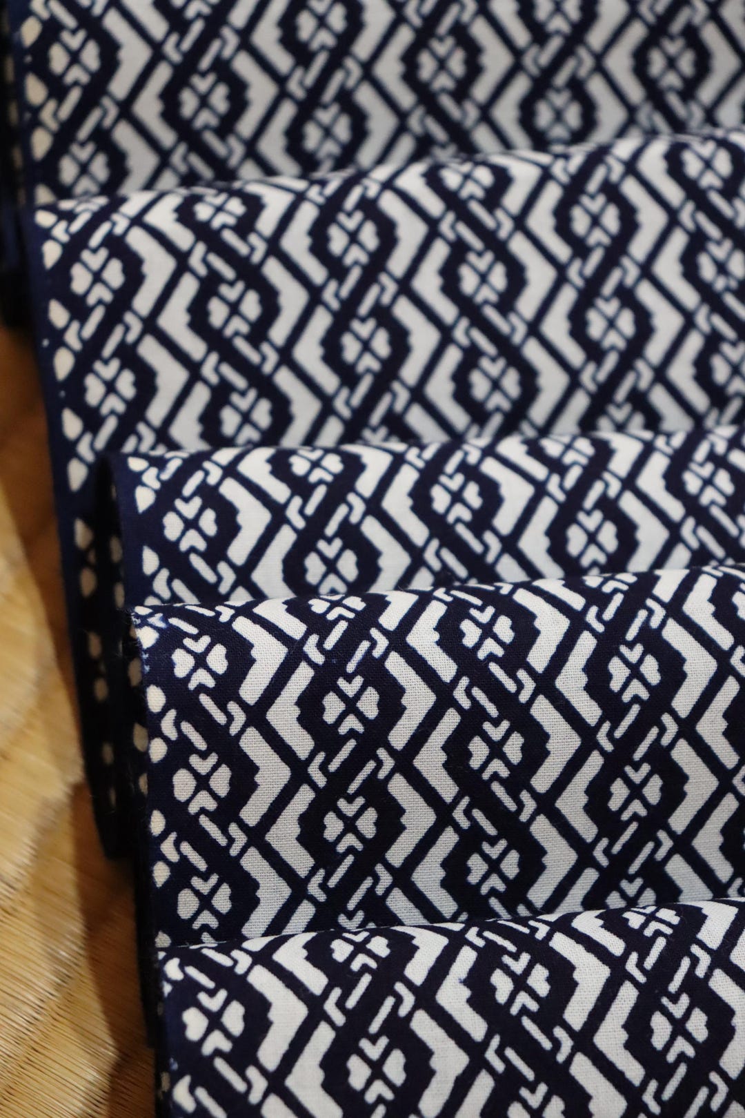 5 FEET Long Vintage Japanese Indigo Cotton Geometric Yukata Kimono ...