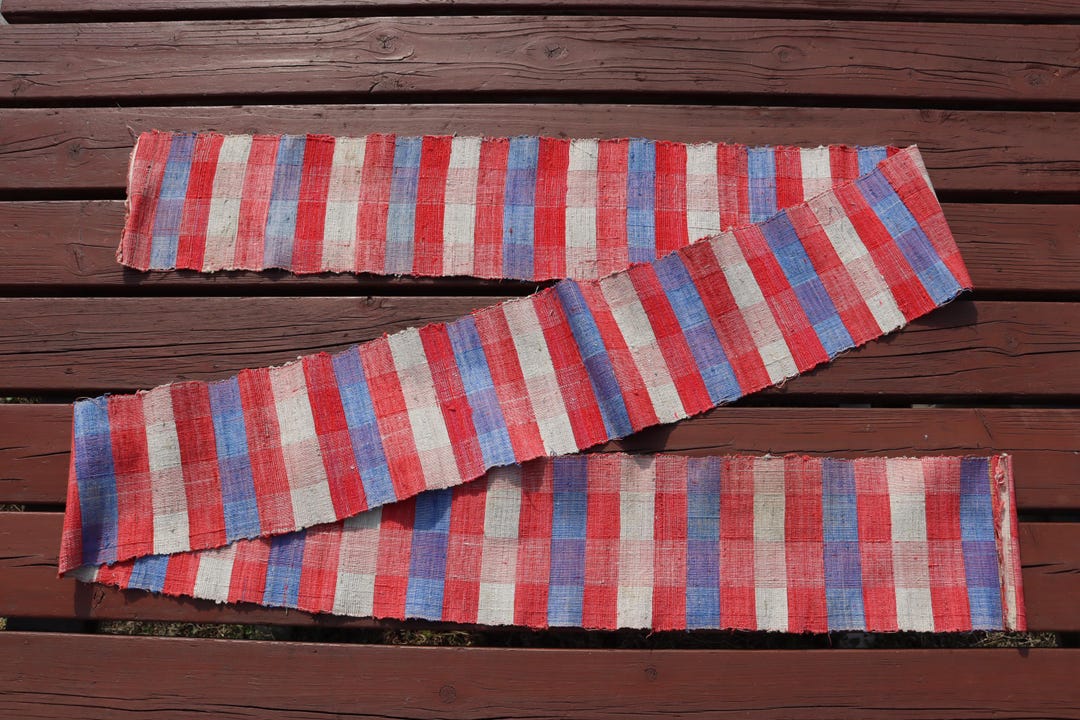 Vintage Japanese Sakiori Obi Sash Homespun Fabric Rug Place Mat Wall ...