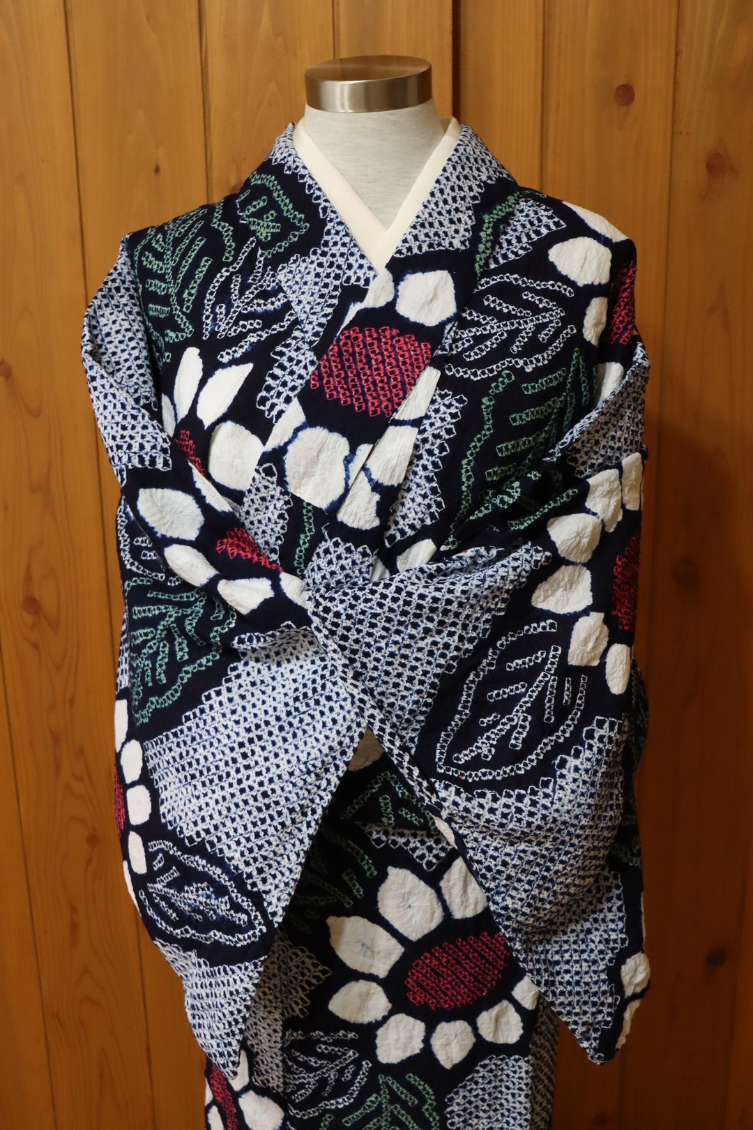 Vintage Japanese Indigo Shibori Yukata Kimono Robe: Floral Tie Dye - Etsy
