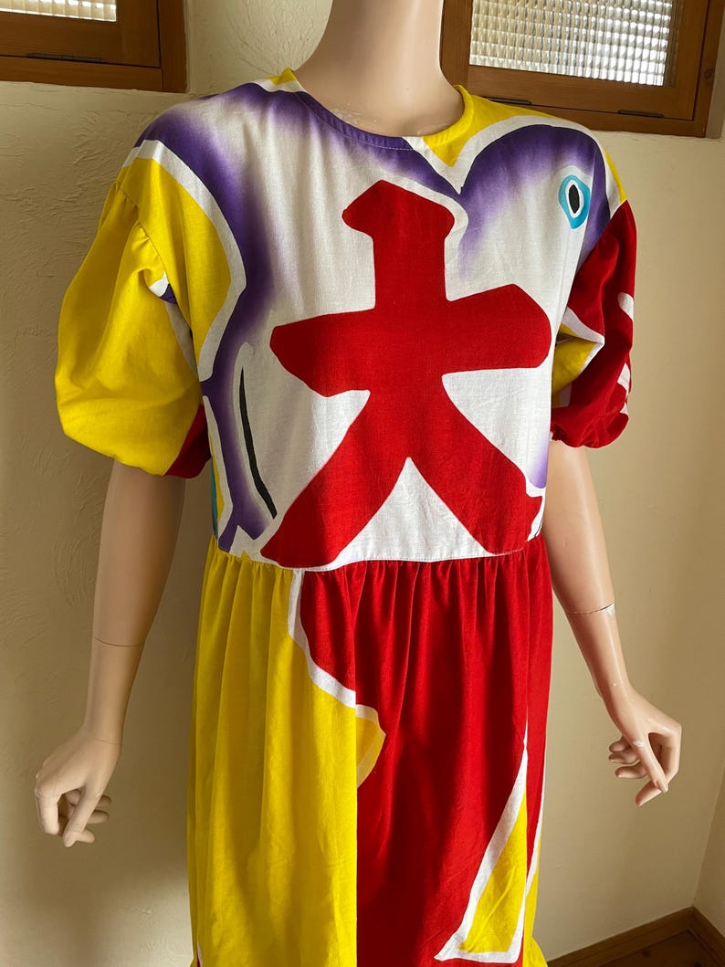 Upcycled Japanese Fishing Flag Smock Dress: Tsutsugaki Cotton, Women's ...