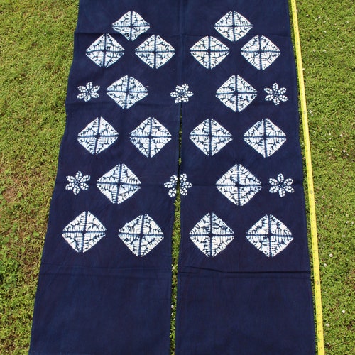 Vintage Japanese Indigo Cotton Square Pattern Noren Door Way - Etsy