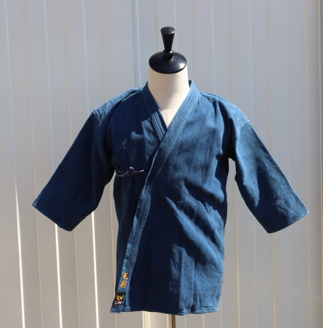 MEDIUM Vintage Japanese Indigo Cotton Sashiko Boro Kendo Gi Aikido Budo ...