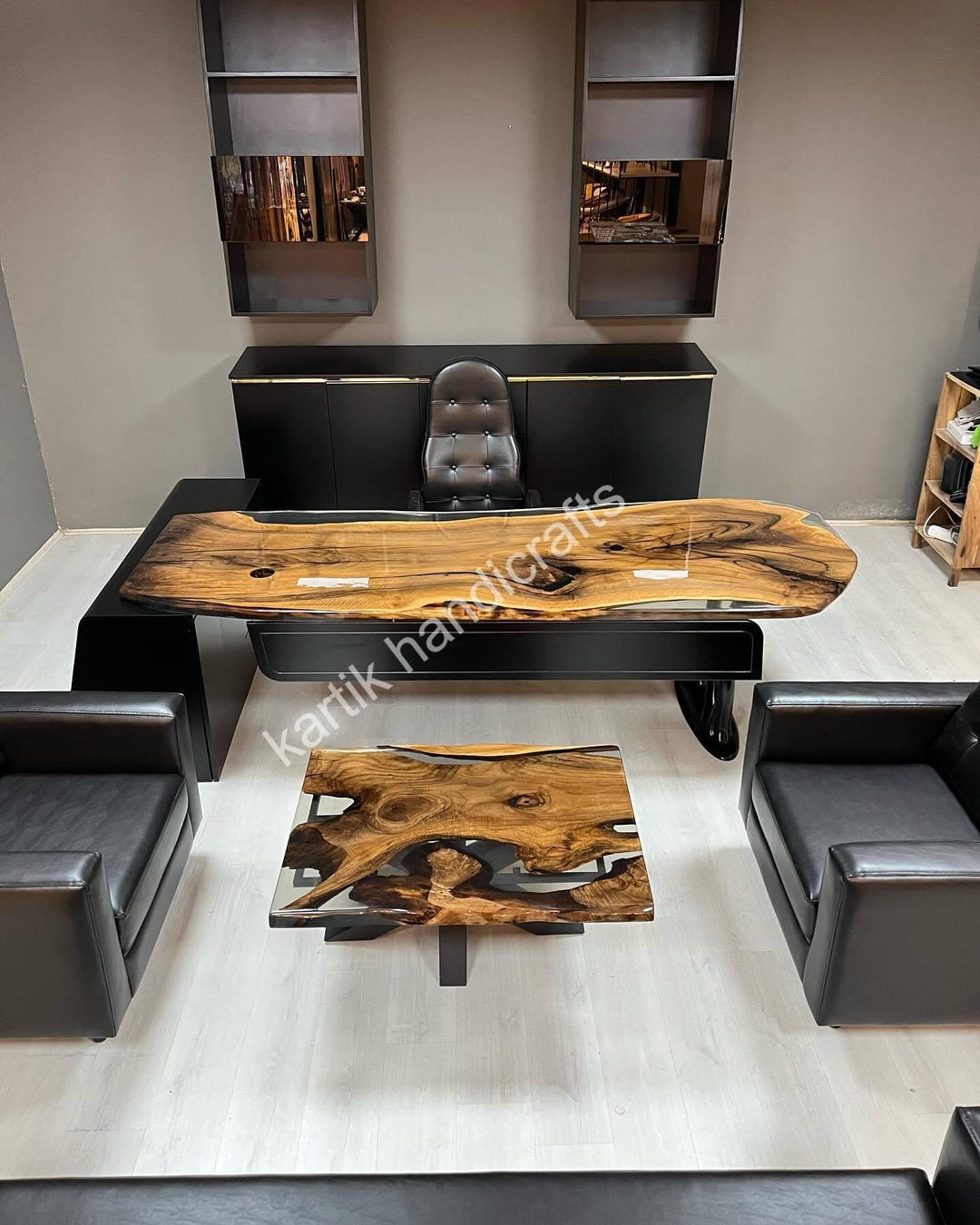 Handmade Epoxy Office Table | Resin Side Table | Live Edge Walnut ...