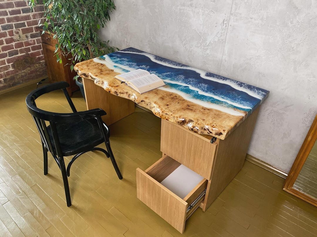 Resin Computer Table | Epoxy River Table | Wooden Coffee Table | Study ...