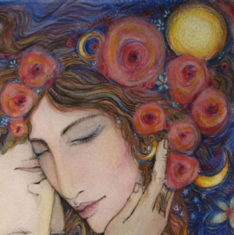 The Sun and the Moon Romantic Art Print of Lovers. - Etsy