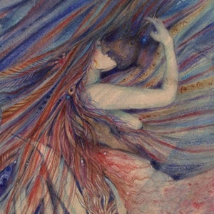 Merrow Kiss Limited Edition Mermaid Poster Print Mermaid and Her Lover ...