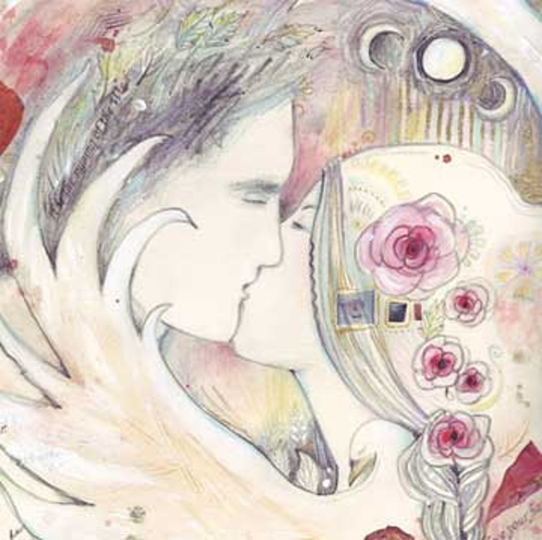 Lovers Tryst Romantic Art Print Limited Edition Symbolist Watercolor ...