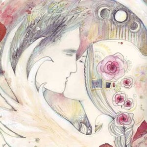 Lovers Tryst Romantic Art Print Limited Edition Symbolist Watercolor ...