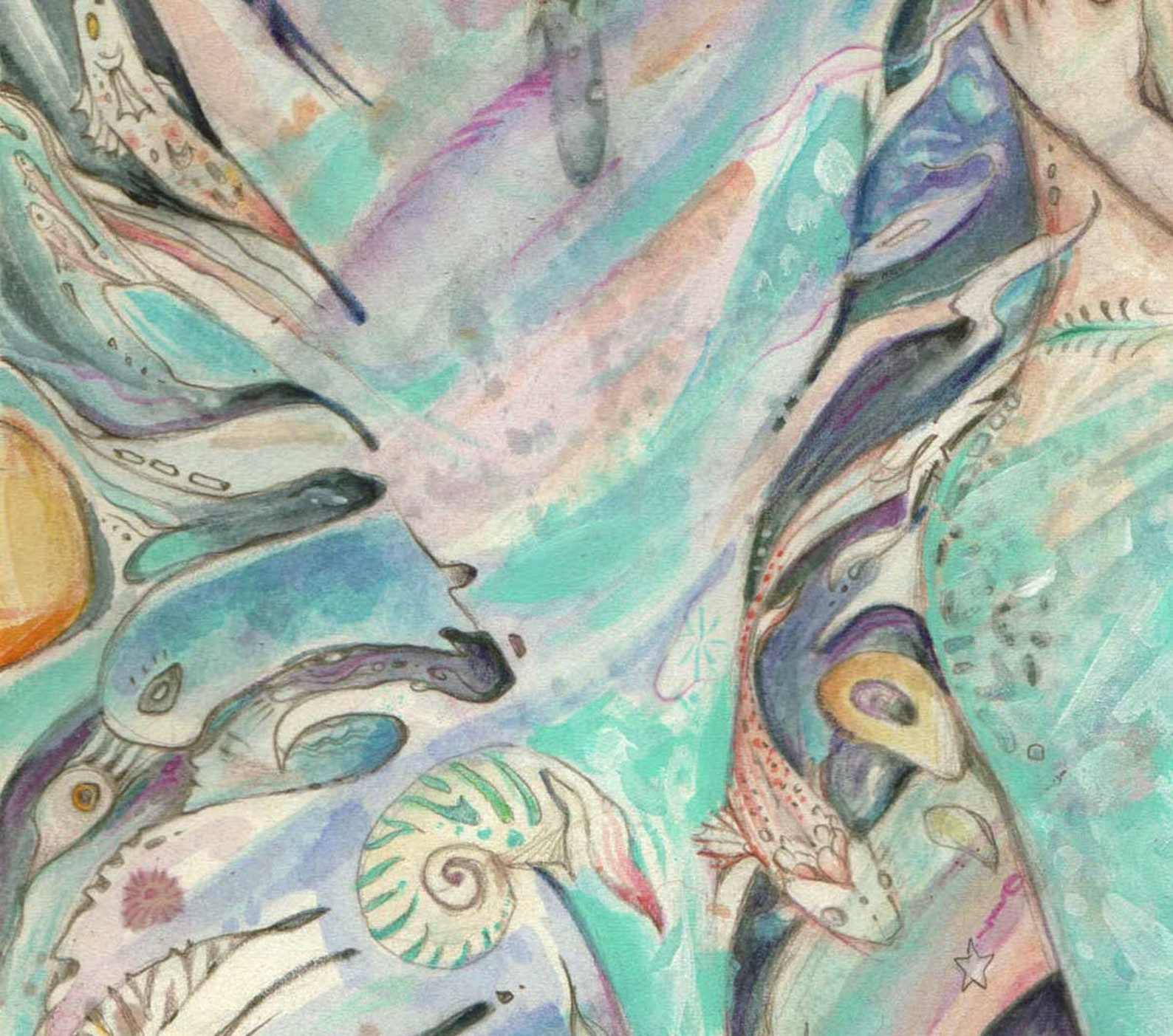 Mermaids Dream Art Print of a Mermaid and Her Love Romantic Mermaid ...