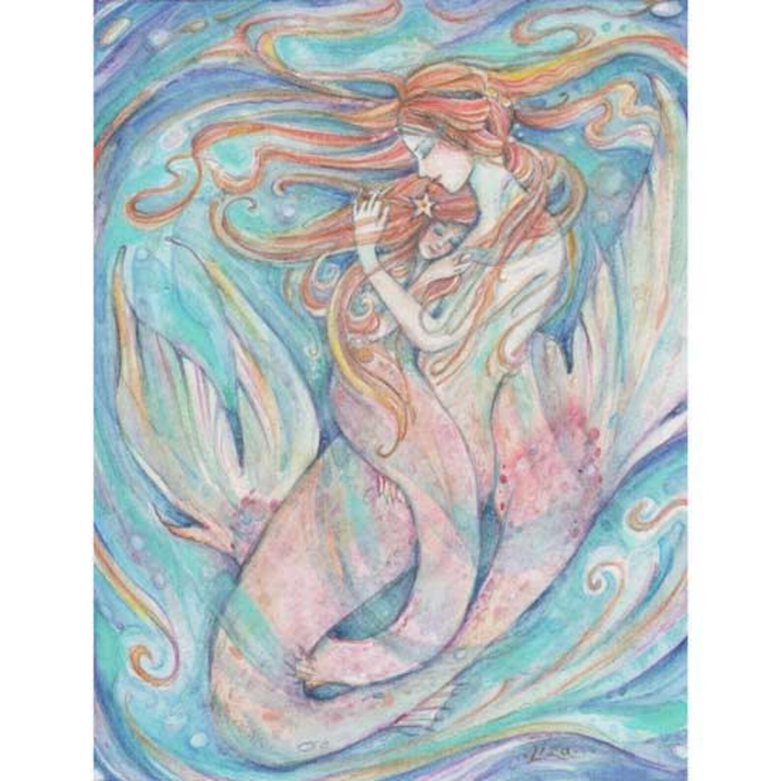 Mermaid Mother and Child Mother Daughter Print Mothers Day - Etsy