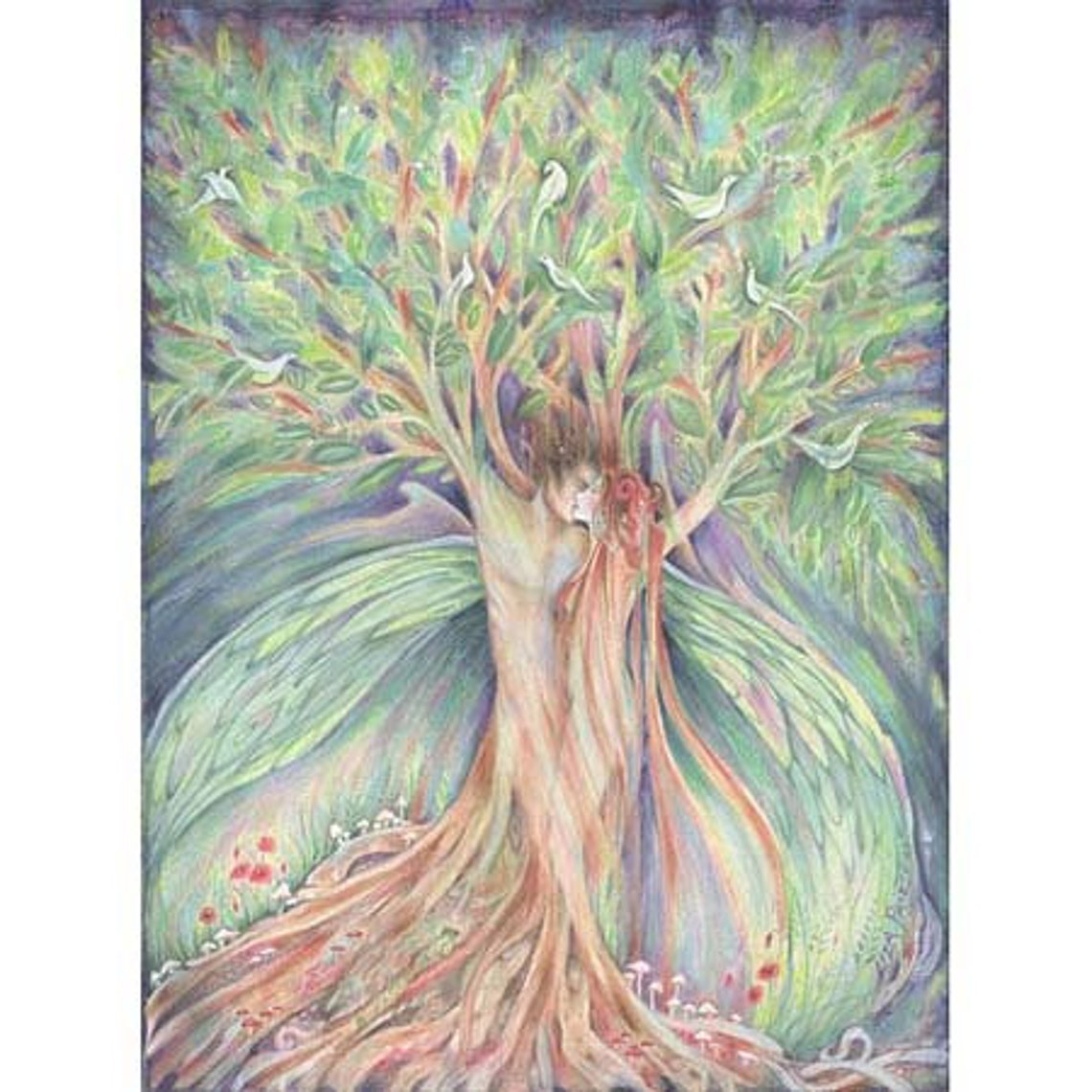 Tree Spirits Lovers Art Print From Original Painting of Lovers in a ...