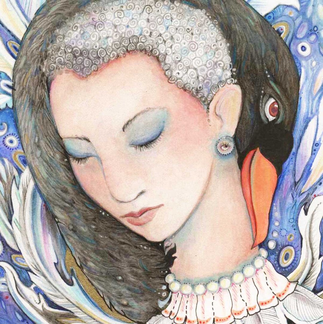 Leda and the Swan Print From Original Art of a Woman and Swan Greek ...