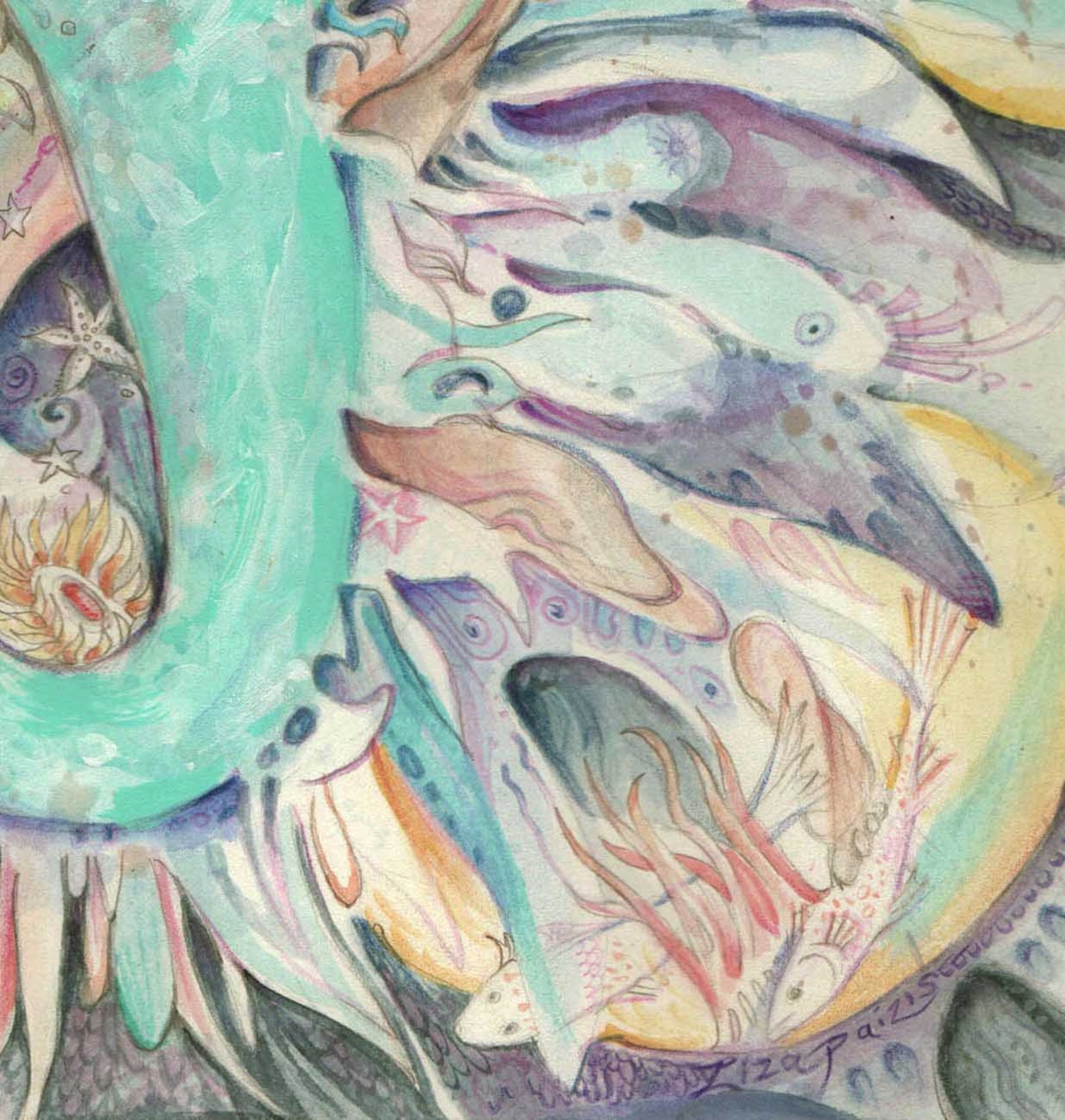 Mermaids Dream Art Print of a Mermaid and Her Love Romantic Mermaid ...