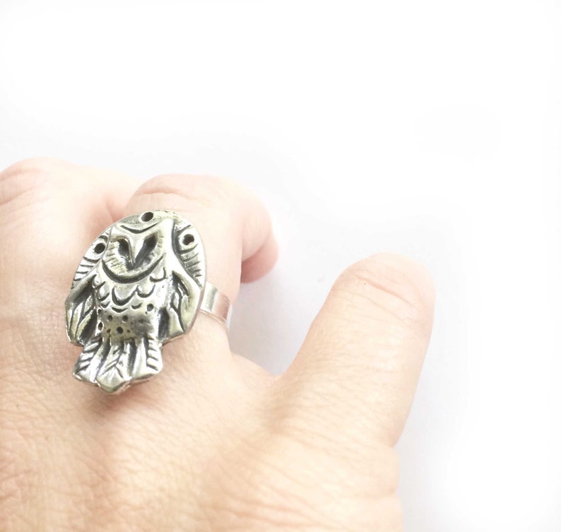 Owl Ring Barn Owl Ring Adjustable Size Owl Totem Jewelry - Etsy