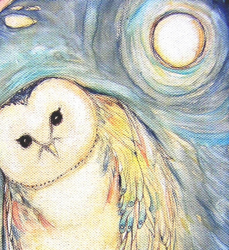 Blue Owl Art Print From the Original Painting Original Barn Owl Art ...