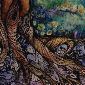Dryad Tree Spirit Art Print From an Original Painting by Liza Paizis ...