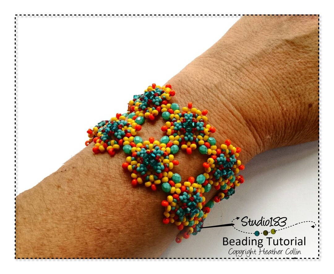 Beading Patterns, RAW Cuff With Embellished Squares Pattern, Beading ...