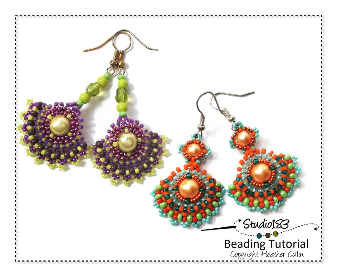 Fan Shaped RAW Earrings Beading Tutorial, Beading Pattern, Right Angle ...