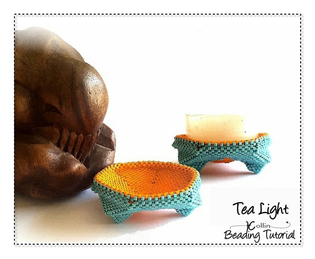 Tealight Stand or Trinket Dish Beading Pattern, Peyote Stitch Pattern ...