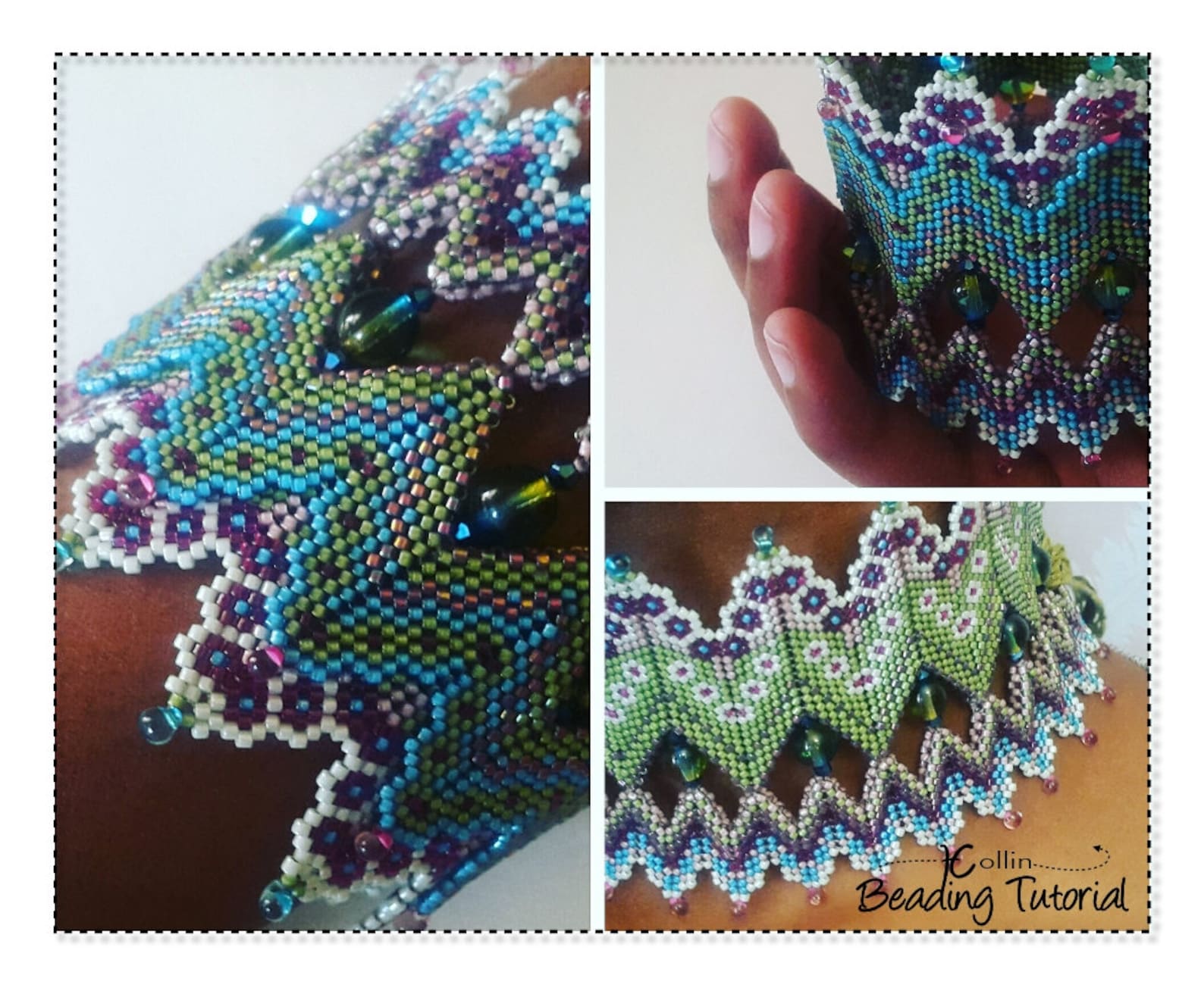 Extra Wide Zigzag Cuff Beading Pattern Geometric Peyote - Etsy