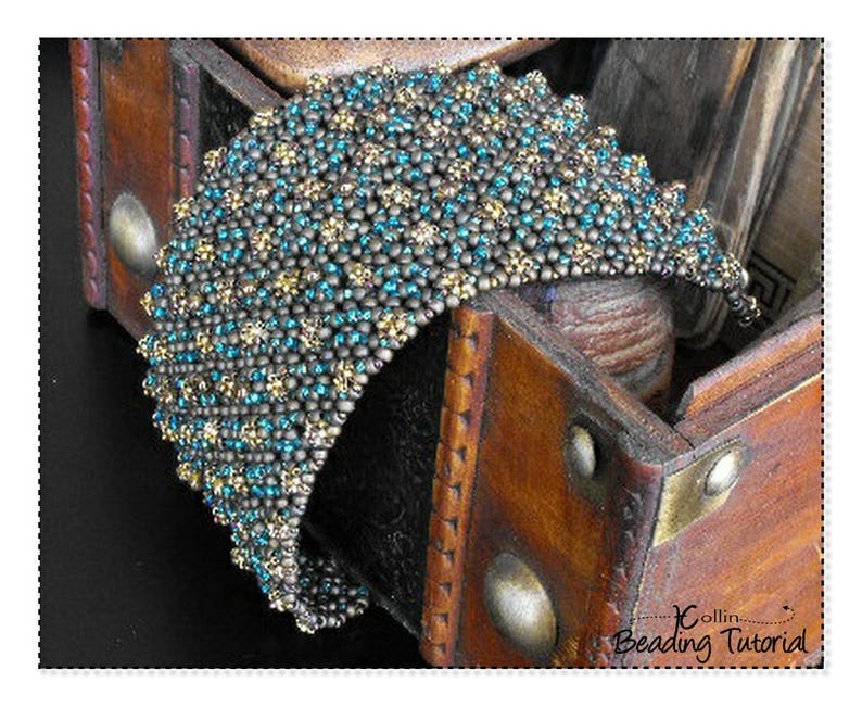 Embellished Pondo Stitch Beaded Cuff Pattern: Textured Wide Cuff ...
