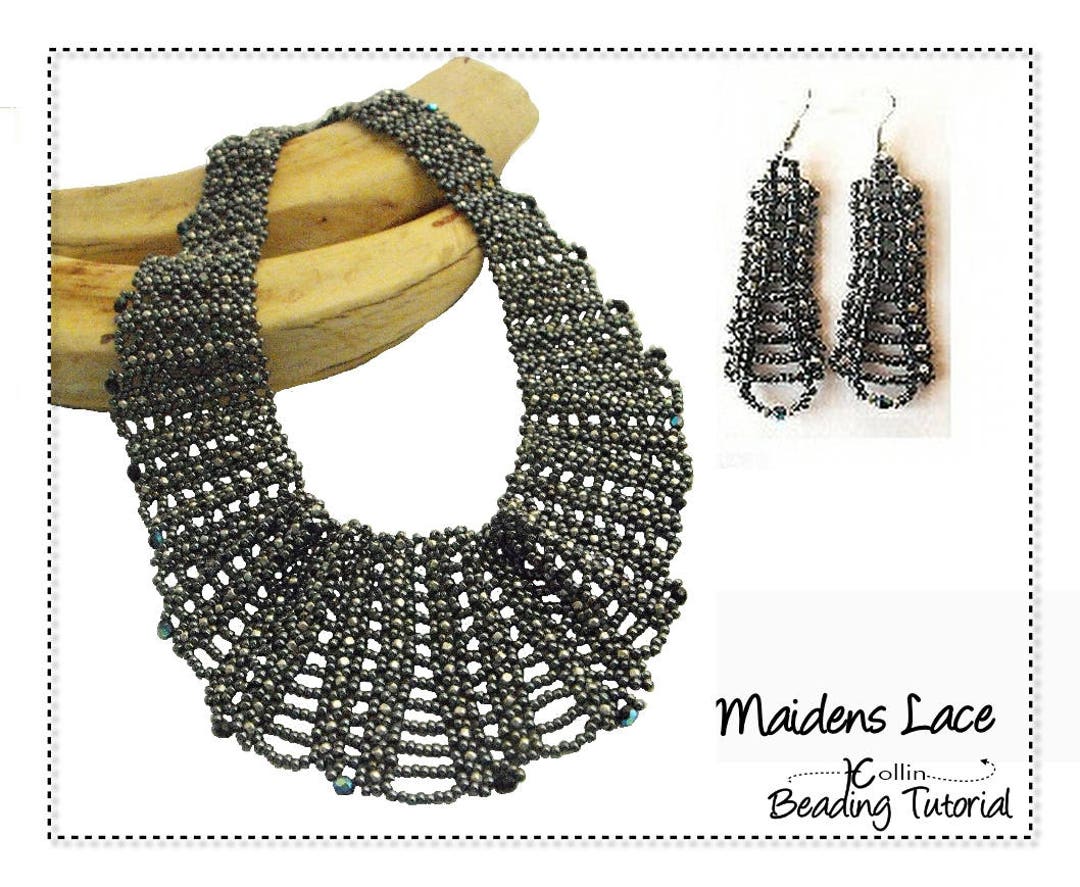 Netted Collar & Earrings Beading Pattern: Lacy Filigree Design (RAW Tutorial) - Etsy