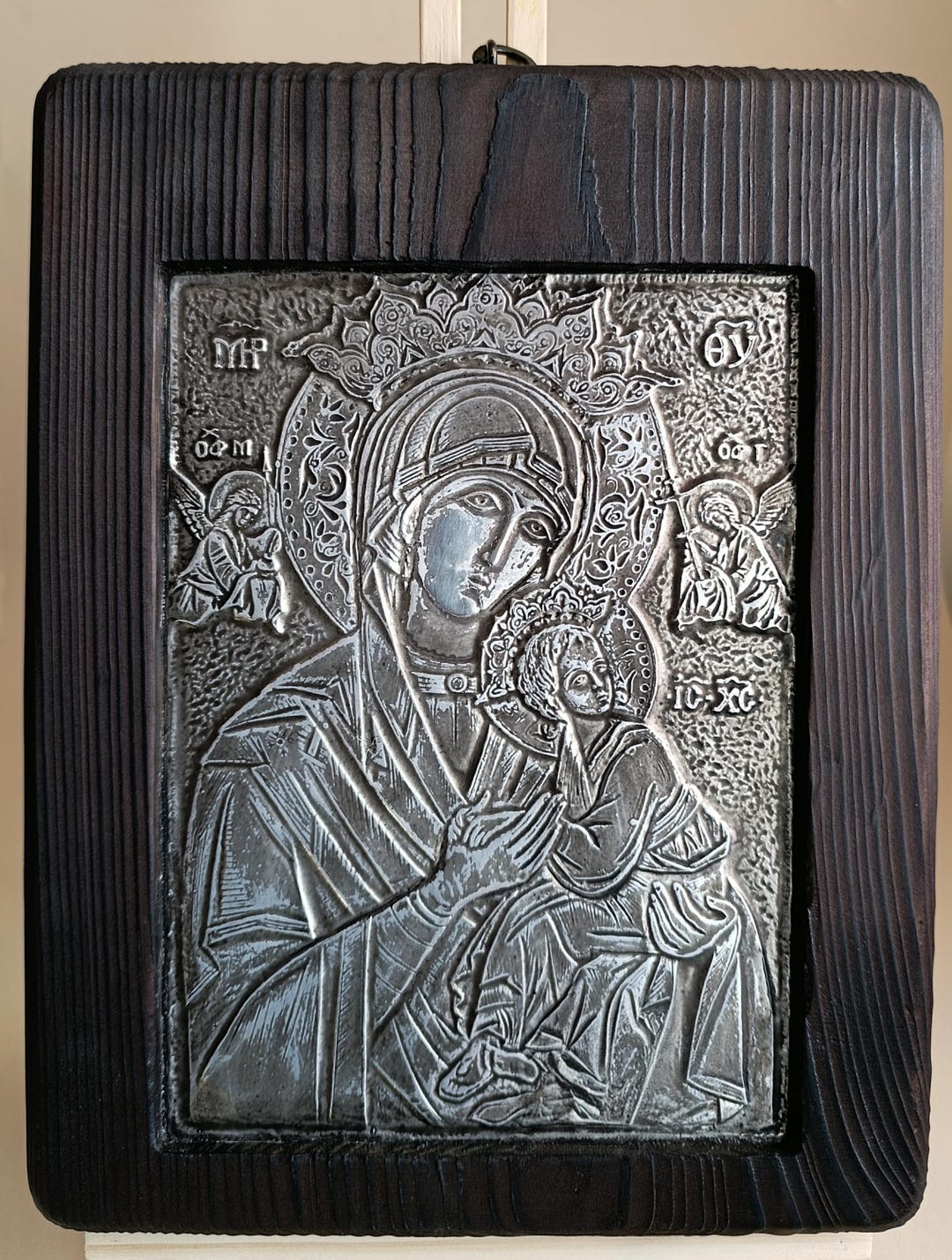 Virgin Mary With the Child Icon-orthodox Icon-handmade- Using Hardwood ...