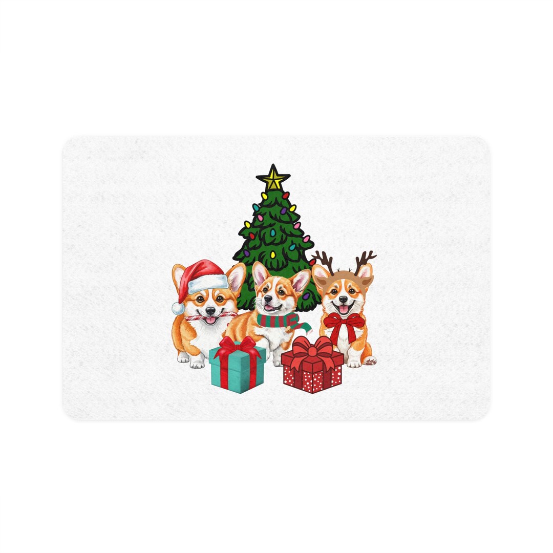 Christmas Corgis With Tree and Presents Pet Food Mat - Etsy