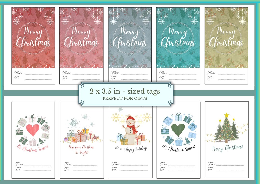 Boho Christmas Gift Tags: Pastel Holiday Favor Tags (instant Download ...