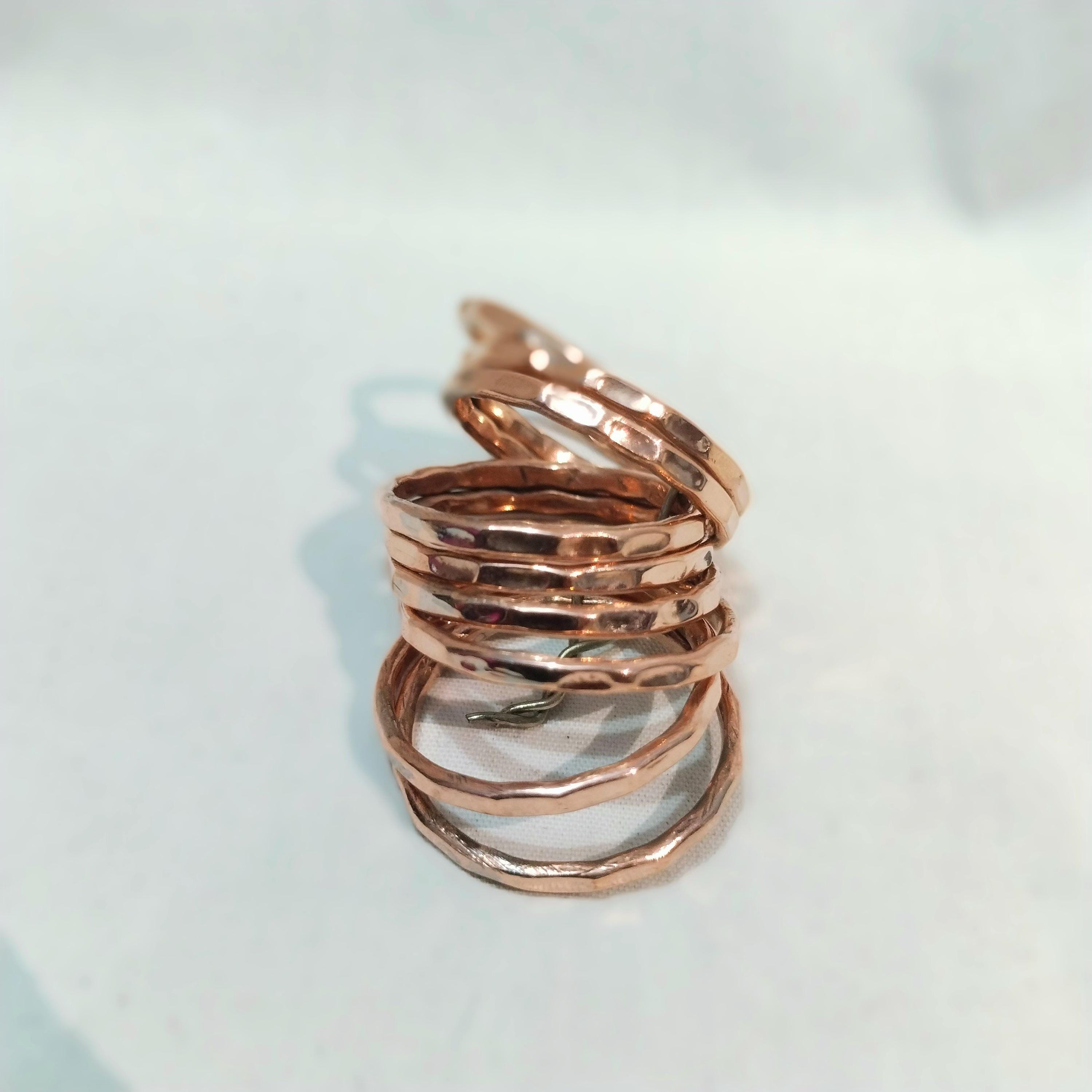 Stacking Handmade Hammered Copper Ring Set: Rustic Unisex Design - Etsy