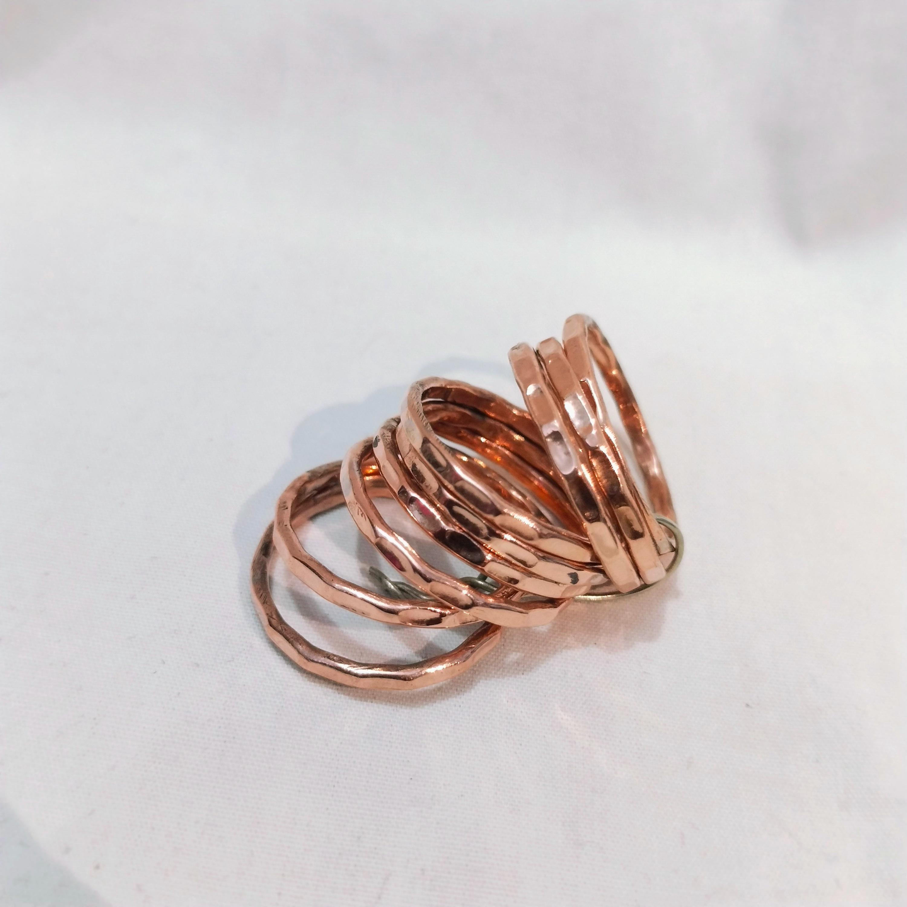 Stacking Handmade Hammered Copper Ring Set: Rustic Unisex Design - Etsy