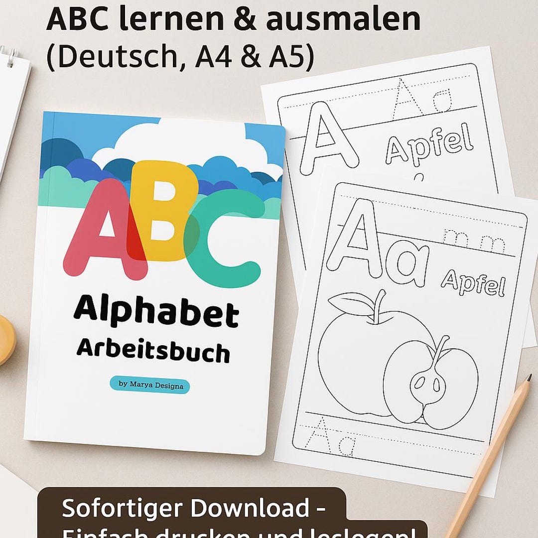 Kindergarten Alphabet Workbook – Learn the Abcs (german, A4 & A5) - Etsy