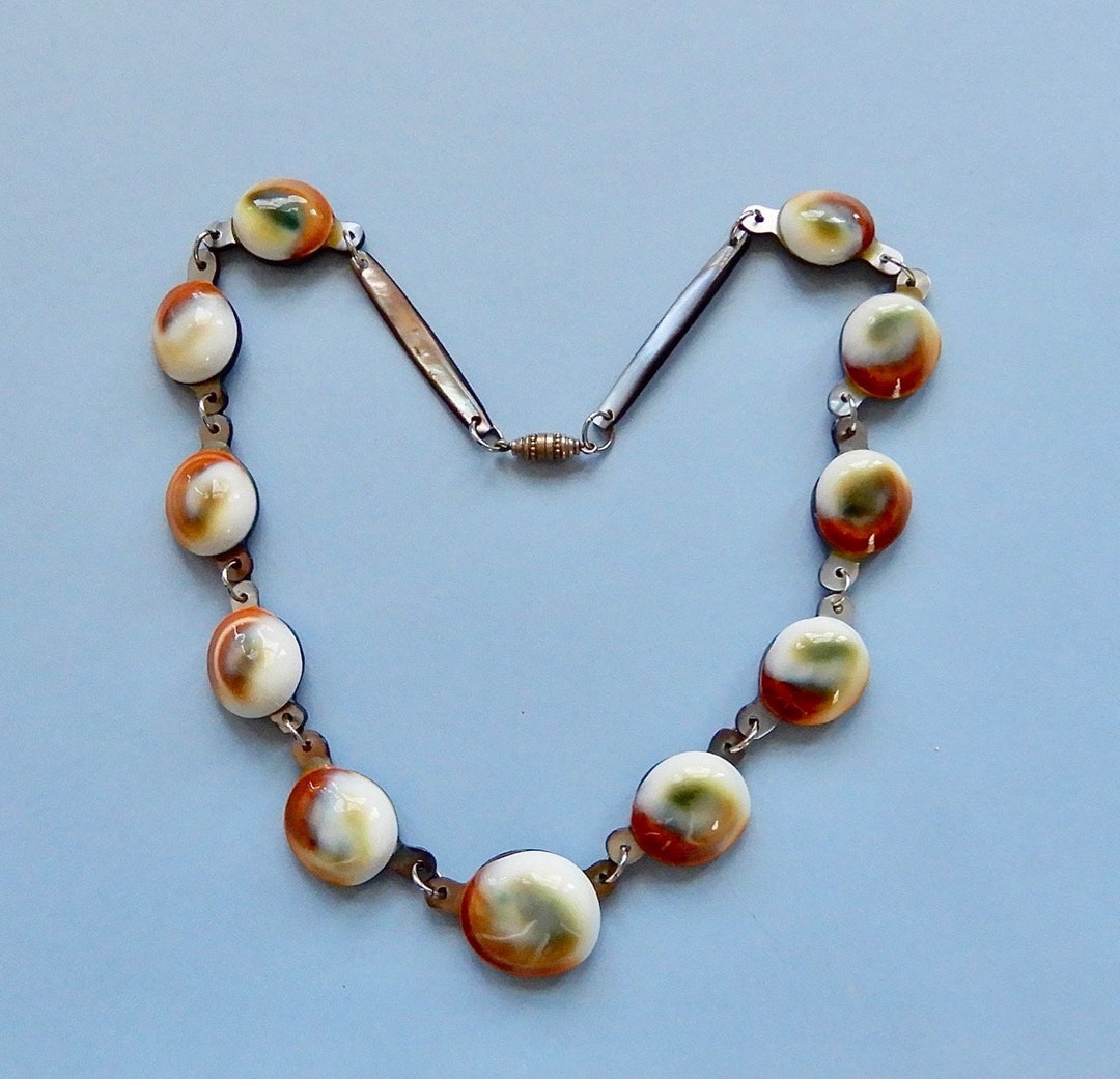 Antique Victorian Operculum Shell Silver Mounted Necklace (no. 1701) - Etsy