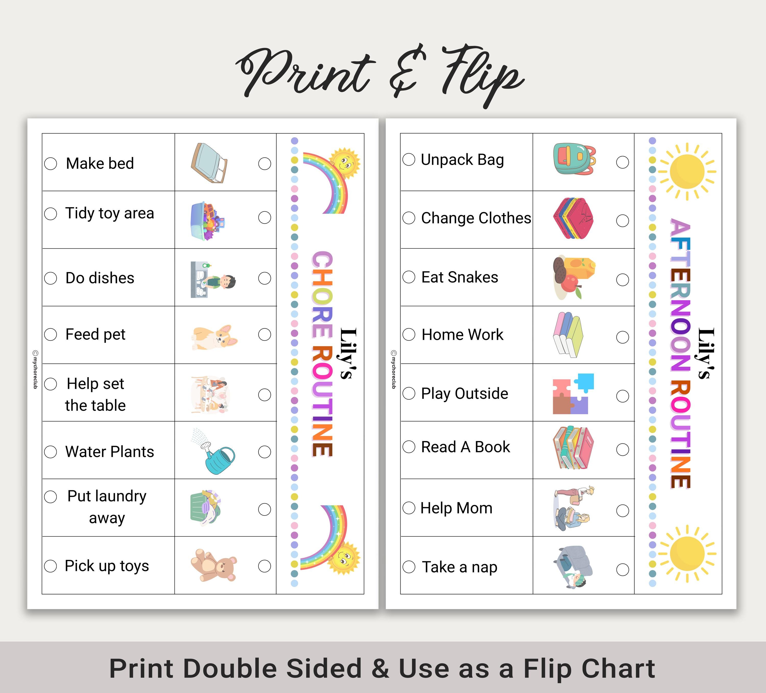 Editable Kids Routine Chart: Morning, Bedtime, Chore Visuals (canva PDF ...