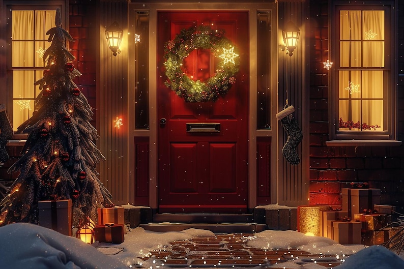Red Christmas Backdrop Digital Download | Holiday Photography ...
