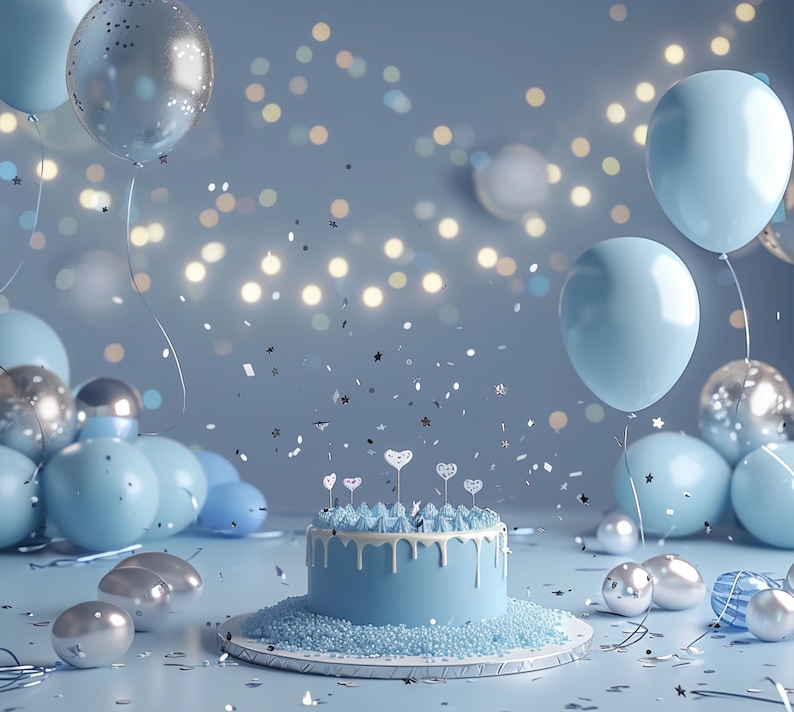 Blue Baby 1st Birthday Backdrop, Boy Photography (digital Download) - Etsy
