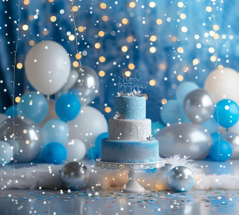 Blue Baby 1st Birthday Backdrop, Boy Photography (digital Download) - Etsy