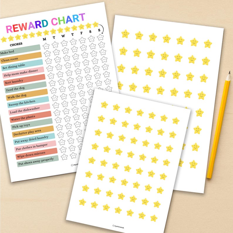 Editable Kids Reward Chart: Printable Chore Chart (canva PDF) - Etsy