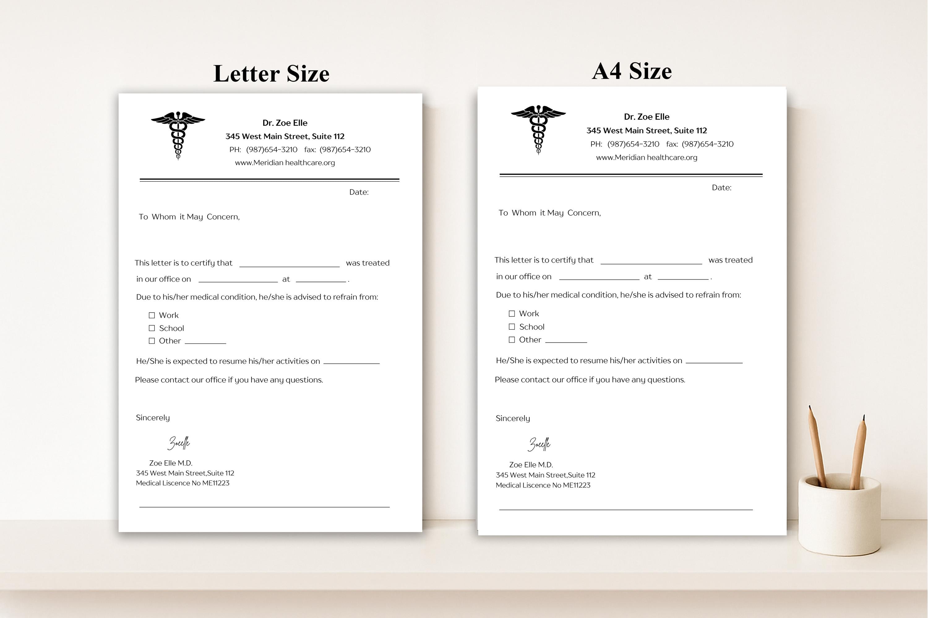 Editable Doctor Excuse Note: Work/school Absence Form (canva, Word, PDF ...
