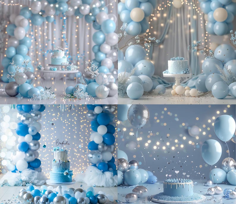 Blue Baby 1st Birthday Backdrop, Boy Photography (digital Download) - Etsy