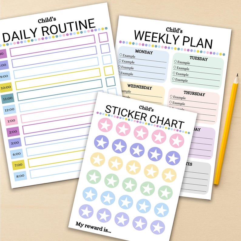 Kids Chore Chart Printables: Daily & Weekly Routine (PDF) - Etsy