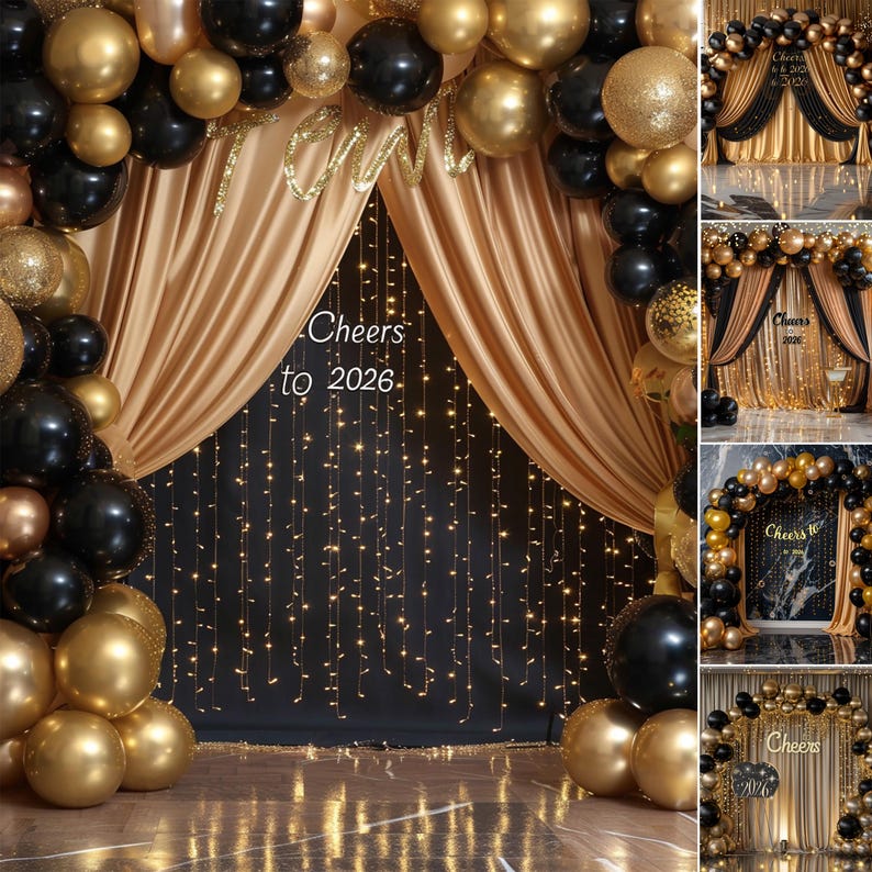 New Year 2026 Digital Backdrops | Festive Party Photography Backgrounds ...