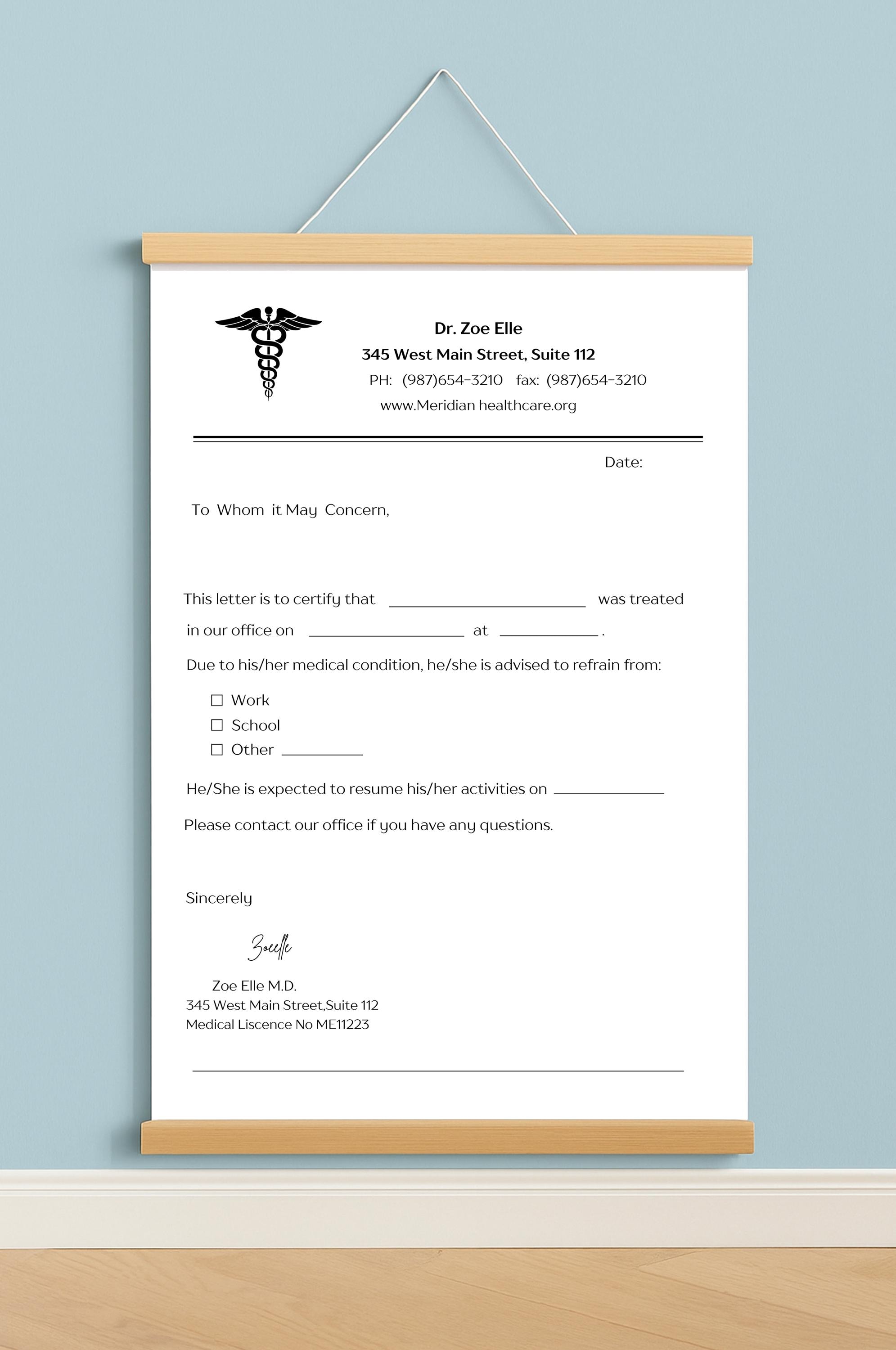Editable Doctor Excuse Note: Work/school Absence Form (canva, Word, PDF ...