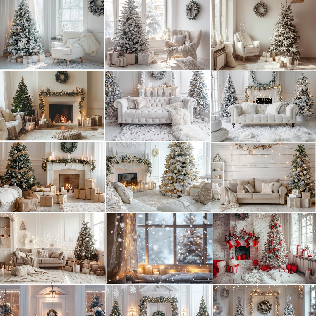 Christmas Decor Digital Backdrops – 120+ Festive Holiday Photo Overlays ...